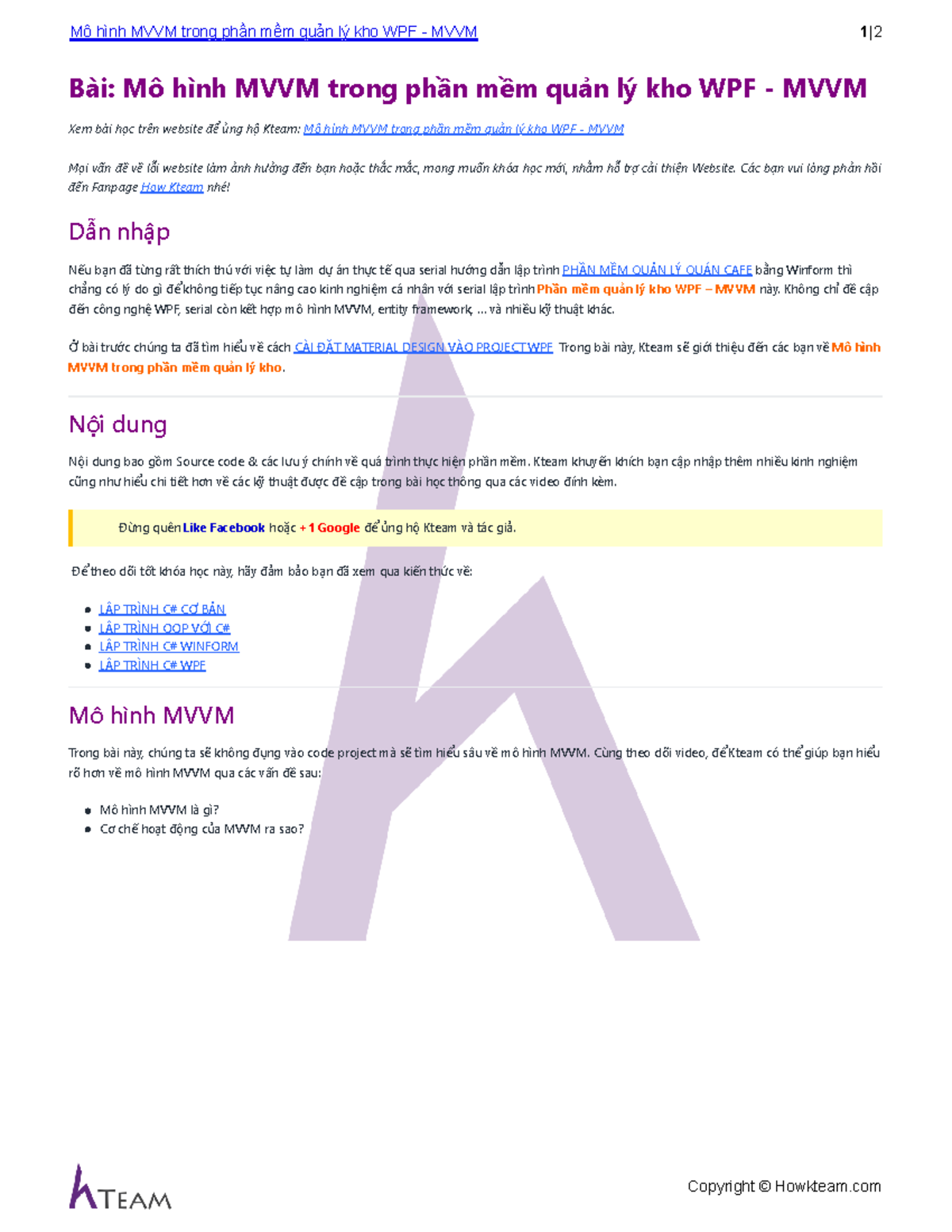 Mô hình MVVM trong phần mềm quản lý kho WPF - Hướng dẫn chi tiết - Studocu