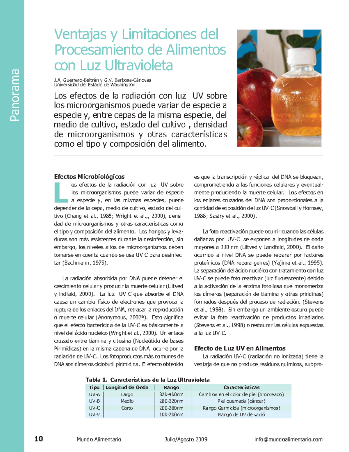 Ventajas y Limitaciones del Procesamiento de Alimentos con UV ...