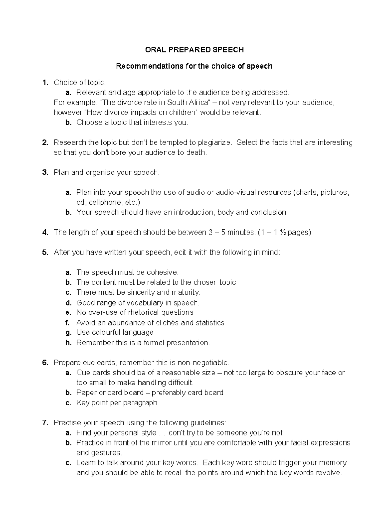 1.2 ORAL Prepared Speech Guidelines for Effective Delivery and ...