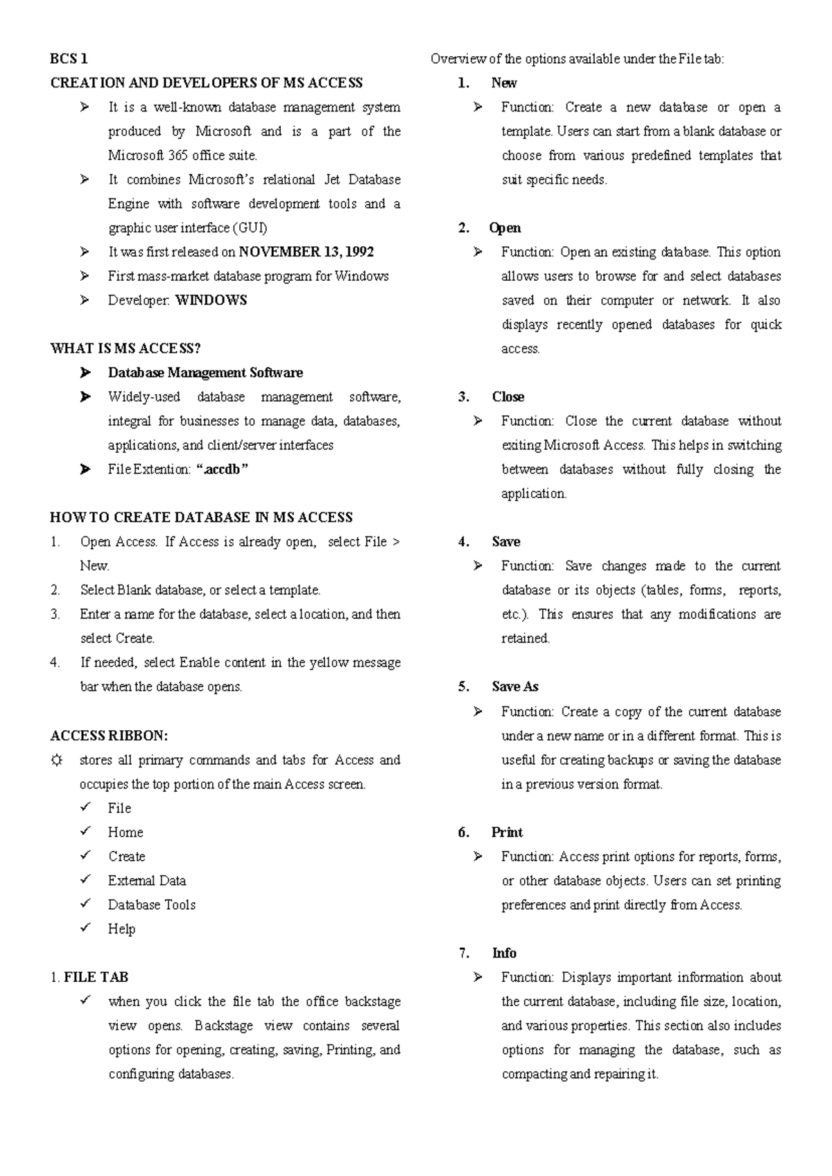 BCS 1 finals - Reviewer for final exam of BCS 1 - BCS 1 CREATION AND ...