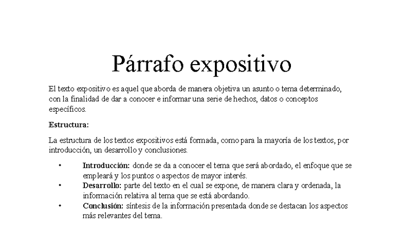 Párrafo Expositivo y Descriptivo: Estructura y Características - Studocu