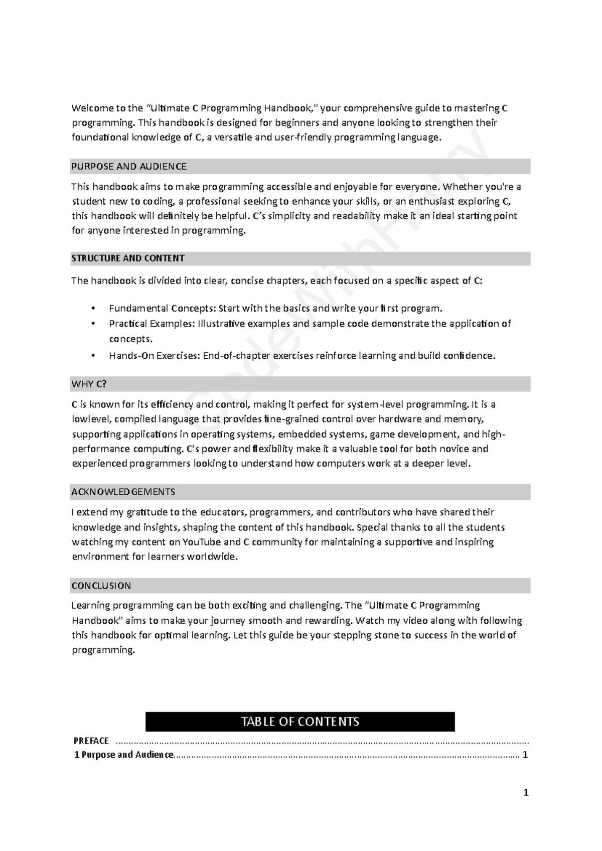 The Ultimate CHandbook - PREFACE Welcome to the “Ultimate C Programming ...
