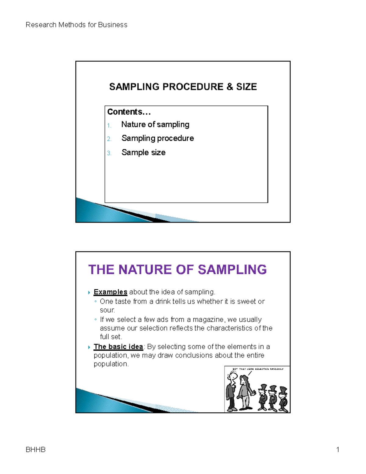 6. Sampling Procedure - Contents... 1. Nature of sampling 2. Sampling ...