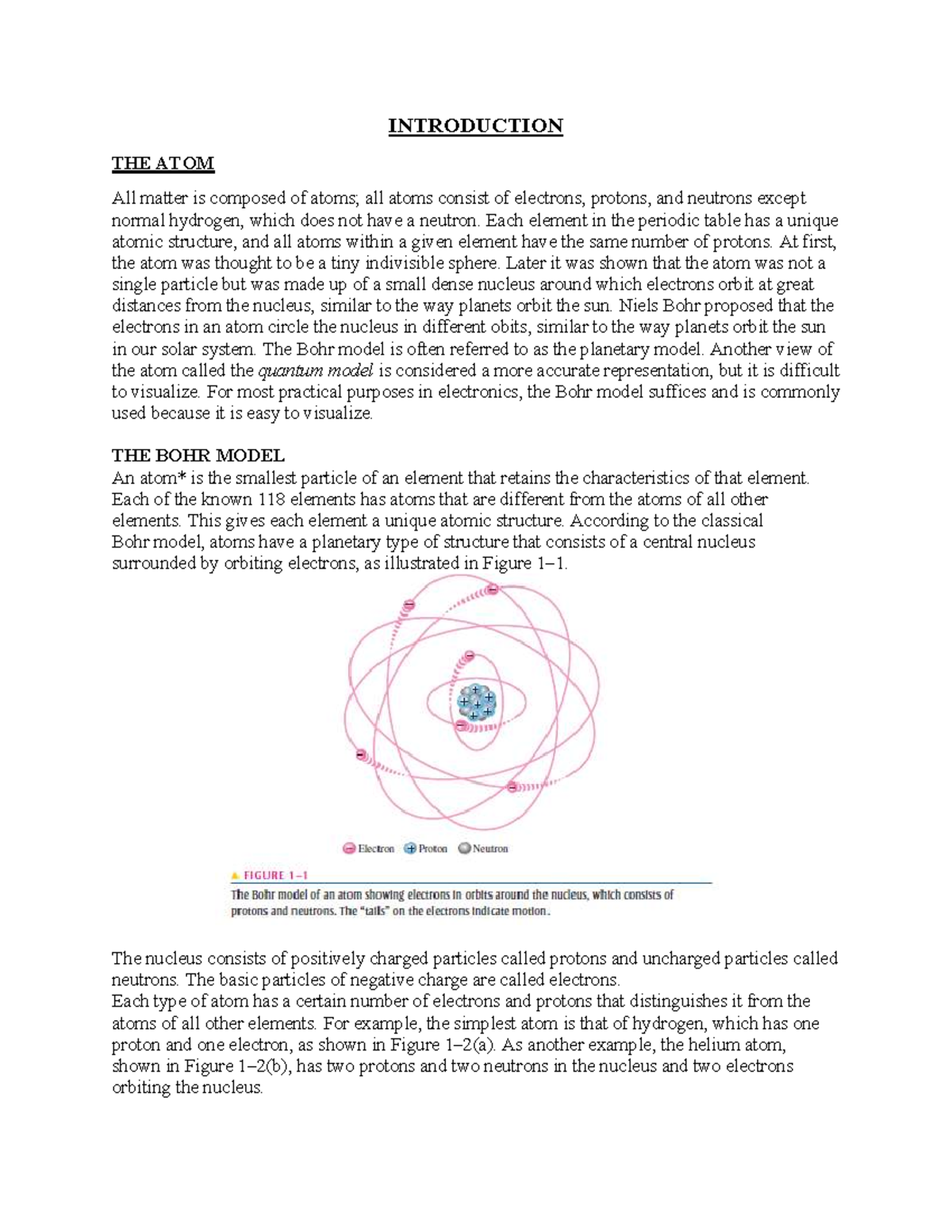 Lecture 1: Introduction to Atomic Structure and the Bohr Model - Studocu