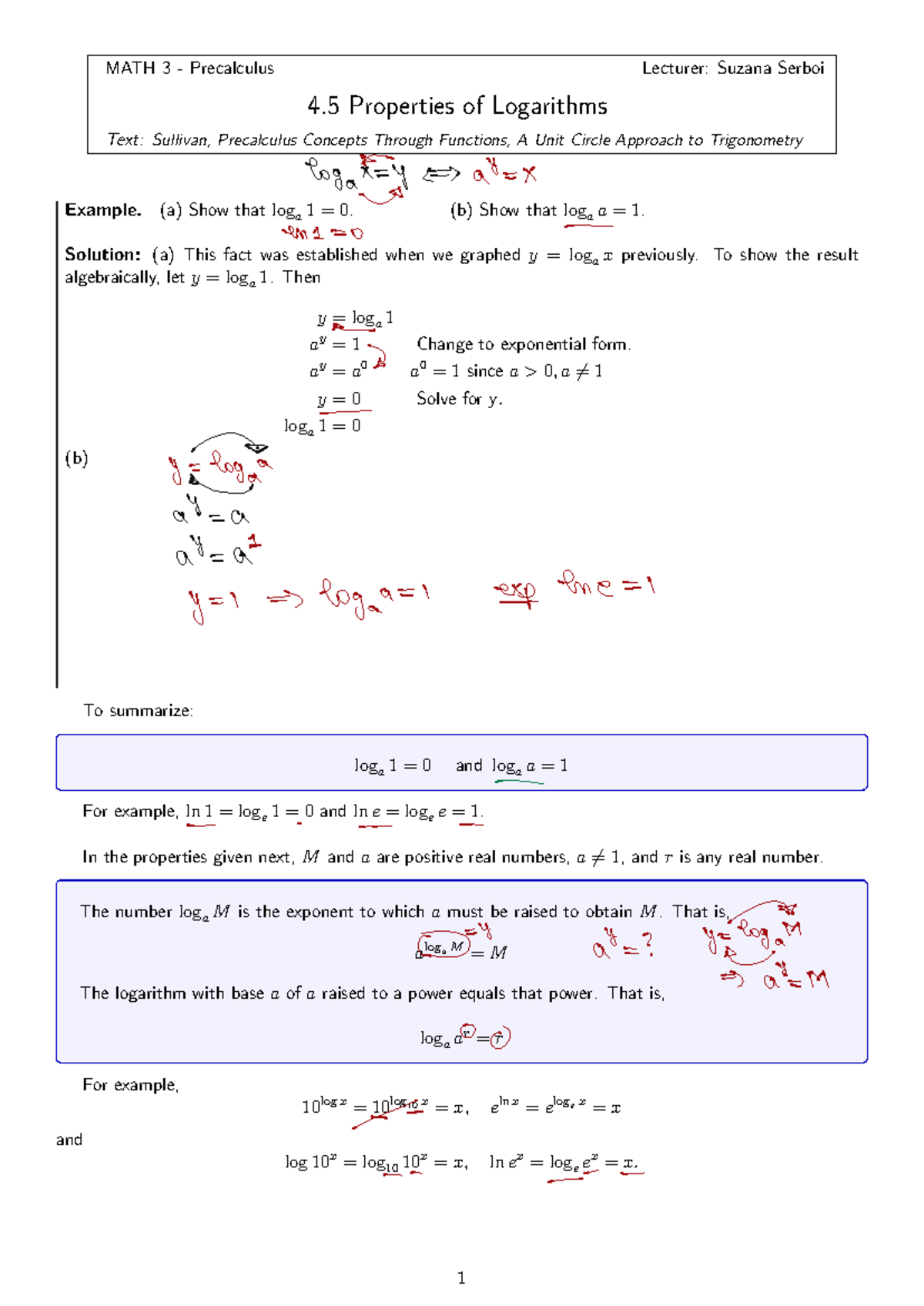 MATH 3 - Precalculus: Properties of Logarithms and Examples - MATH 3 ...