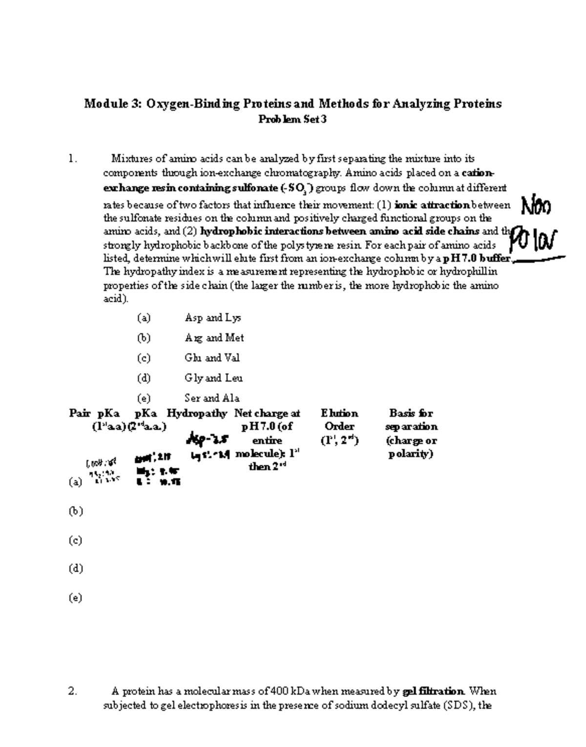 BIO360 Module 3: Proteins Analysis Problem Set 3 - Studocu