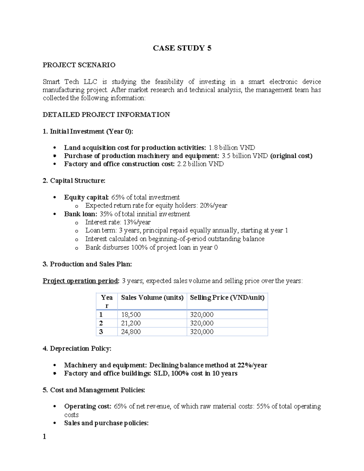 CASE STUDY 5: Feasibility Analysis for Smart Tech LLC Project - Studocu