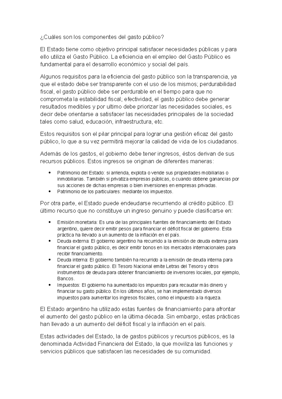 Componentes del Gasto Público: Actividad Evaluable N2 - Studocu