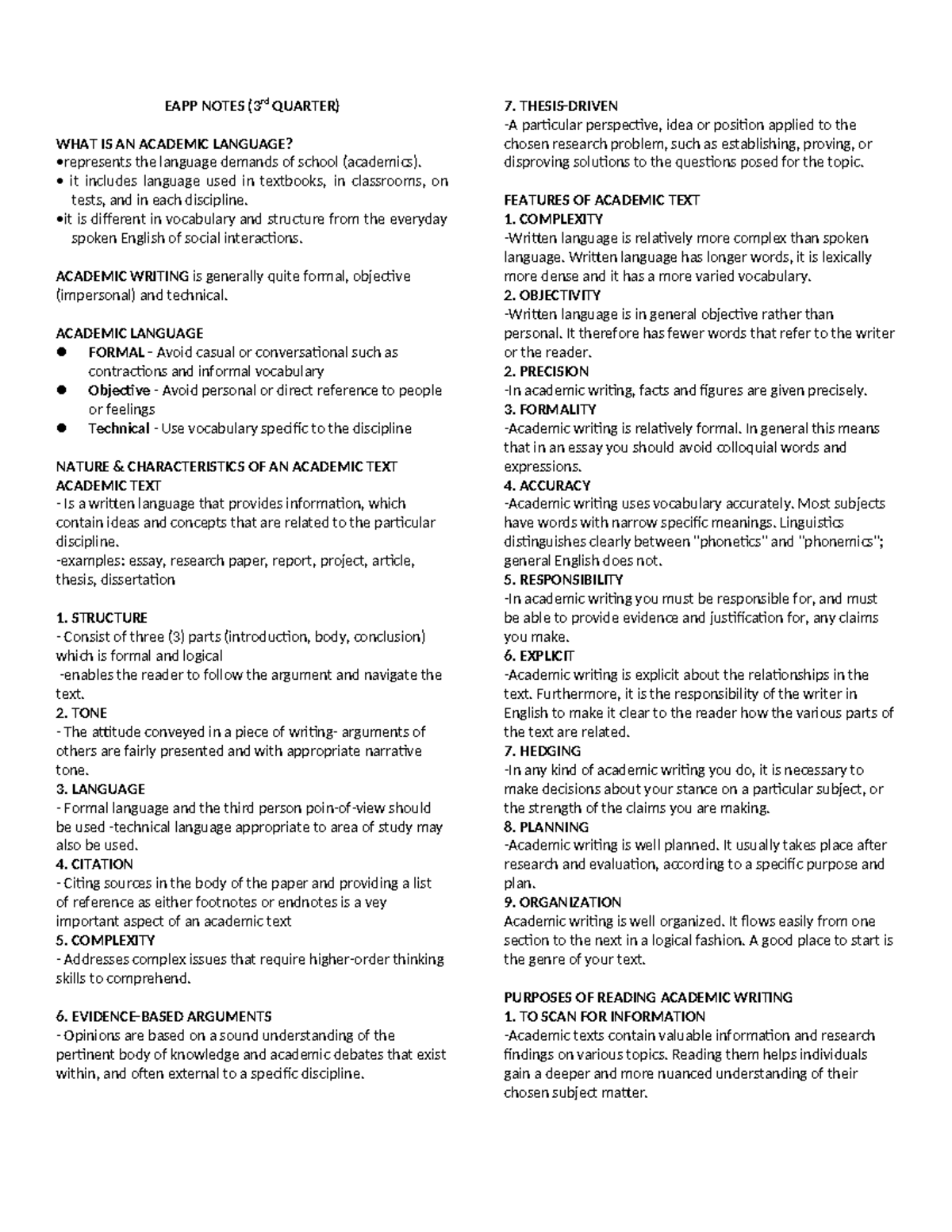 EAPP 3RD Quarter Notes - EAPP NOTES (3rd QUARTER) WHAT IS AN ACADEMIC ...