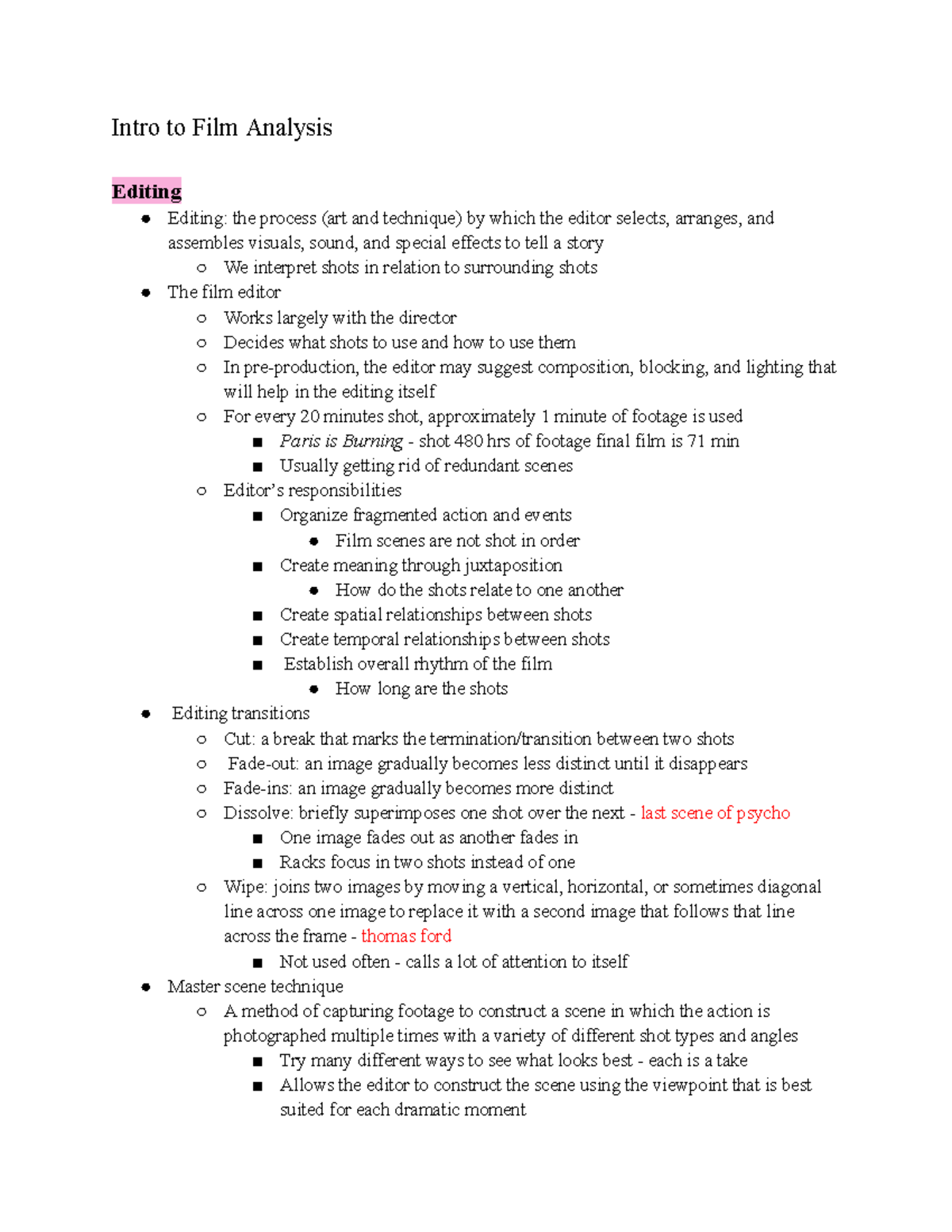 Film Analysis: Editing Techniques, Genres, and Narrative Structure ...