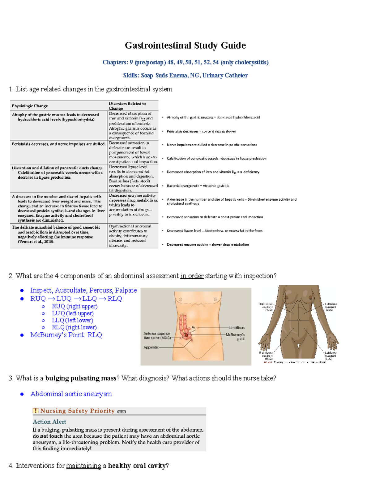 Gastrointestinal Study Guide - Gastrointestinal Study Guide Chapters: 9 ...