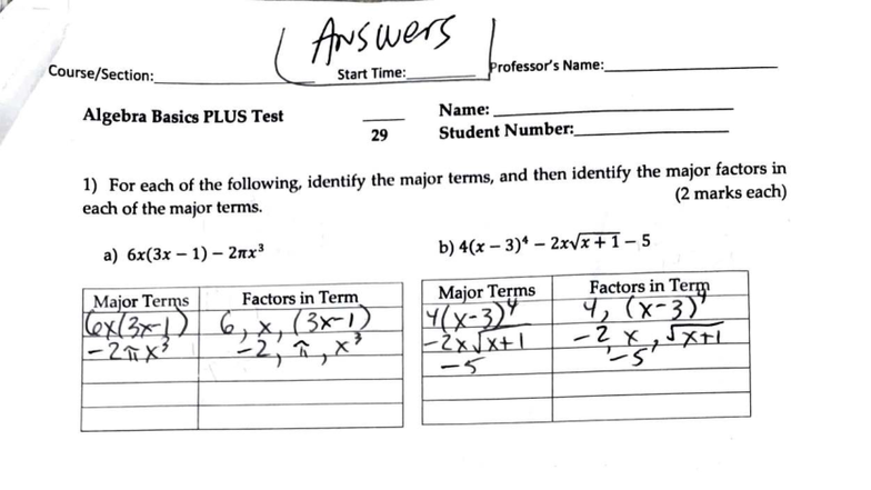 Algebra Basics PLUS Test 29 Solutions - Studocu
