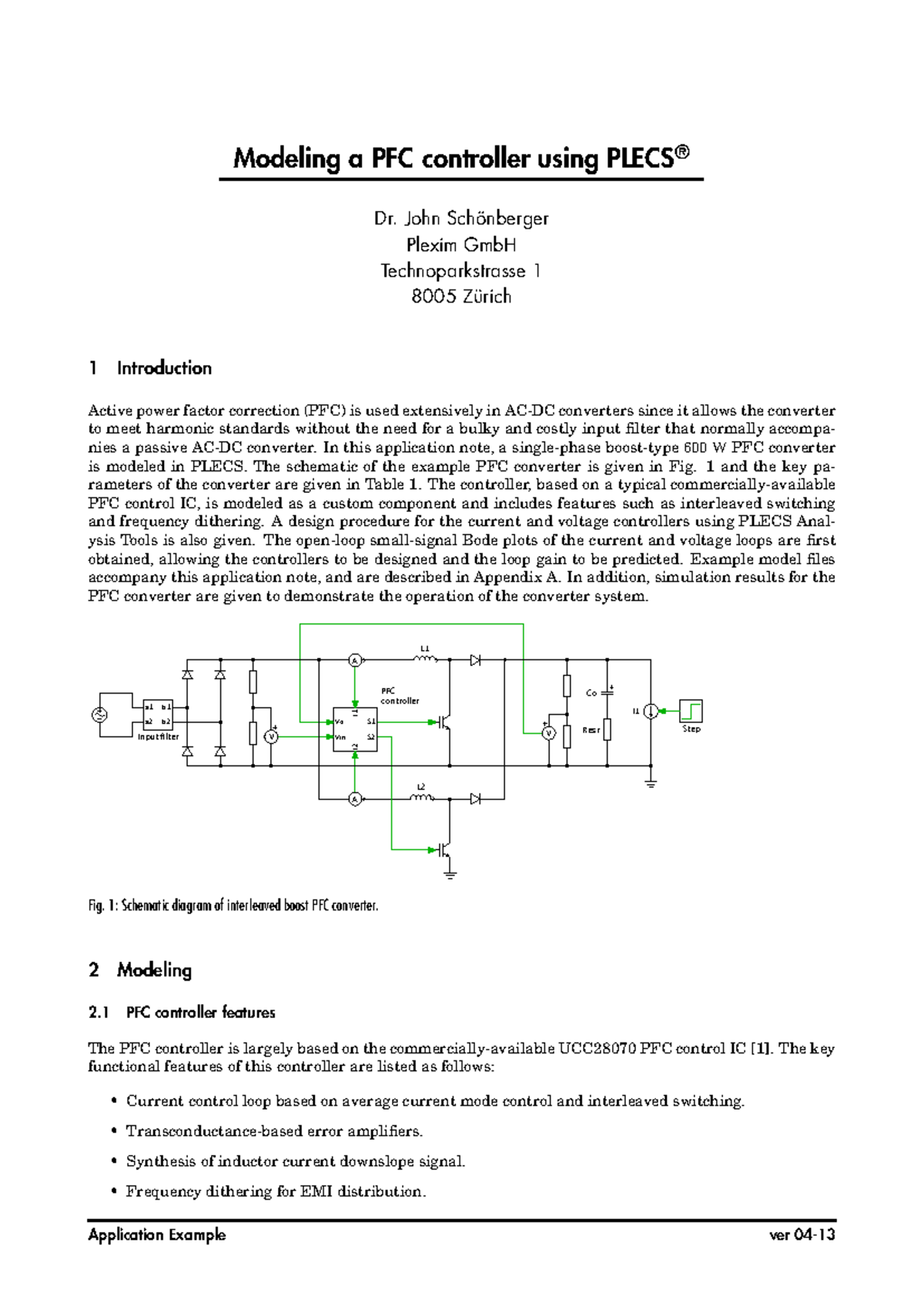 Modeling a PFC Controller in PLECS: Application Note and Design Guide ...