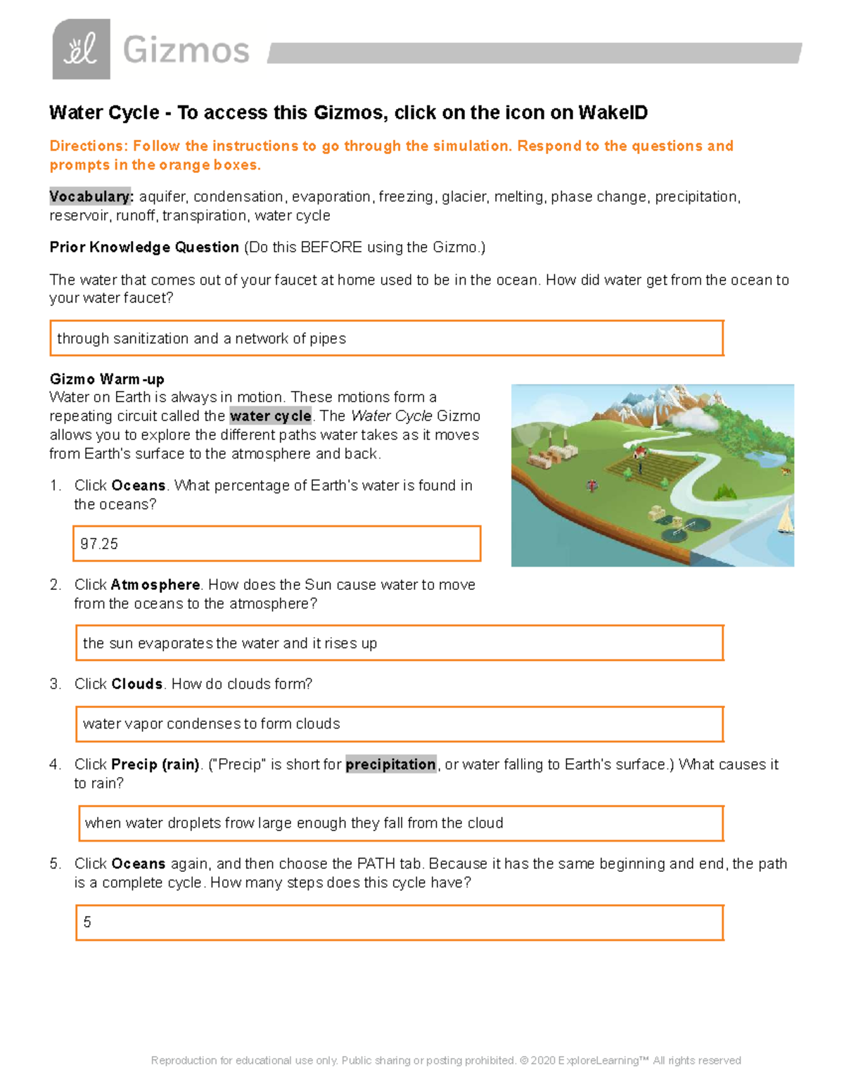 Water Cycle Gizmo Steps F25: Exploring Water Movement - Studocu