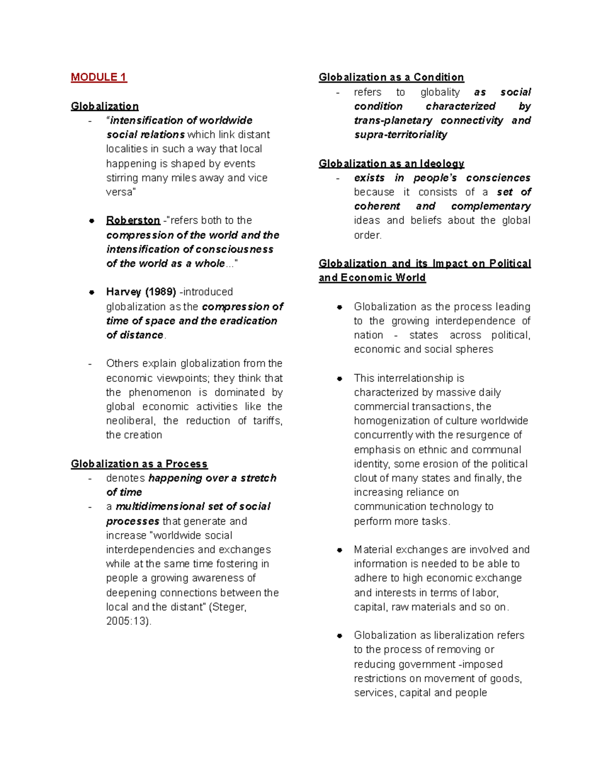 Contemporary World Exam Reviewer: Globalization & Global Economy - Studocu
