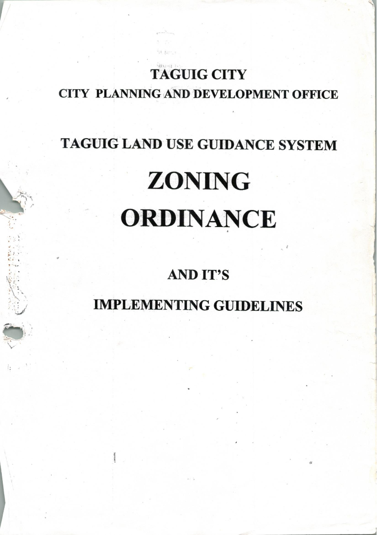 Taguig City Land Use Guidance System Zoning Ordinance (Ordinance No. 15 ...