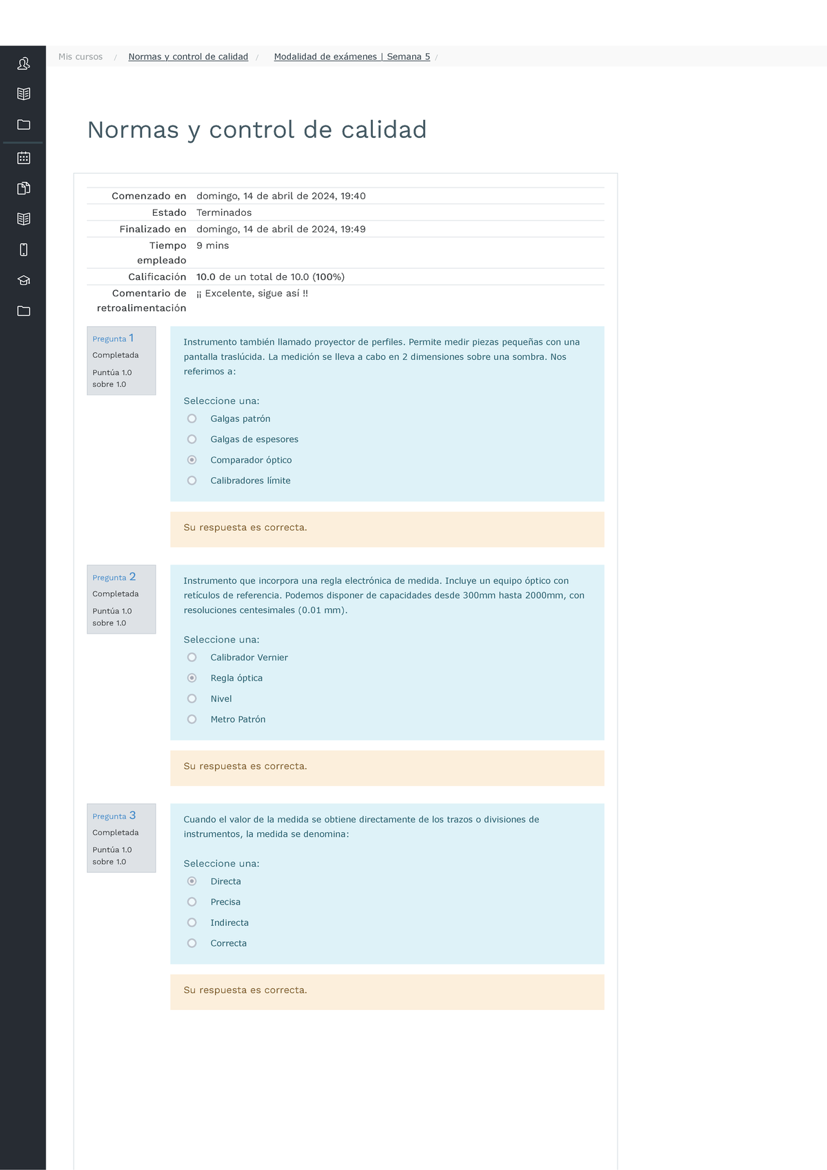 Normas de Control de Calidad - Modalidad de Exámenes Semana 5 - Studocu