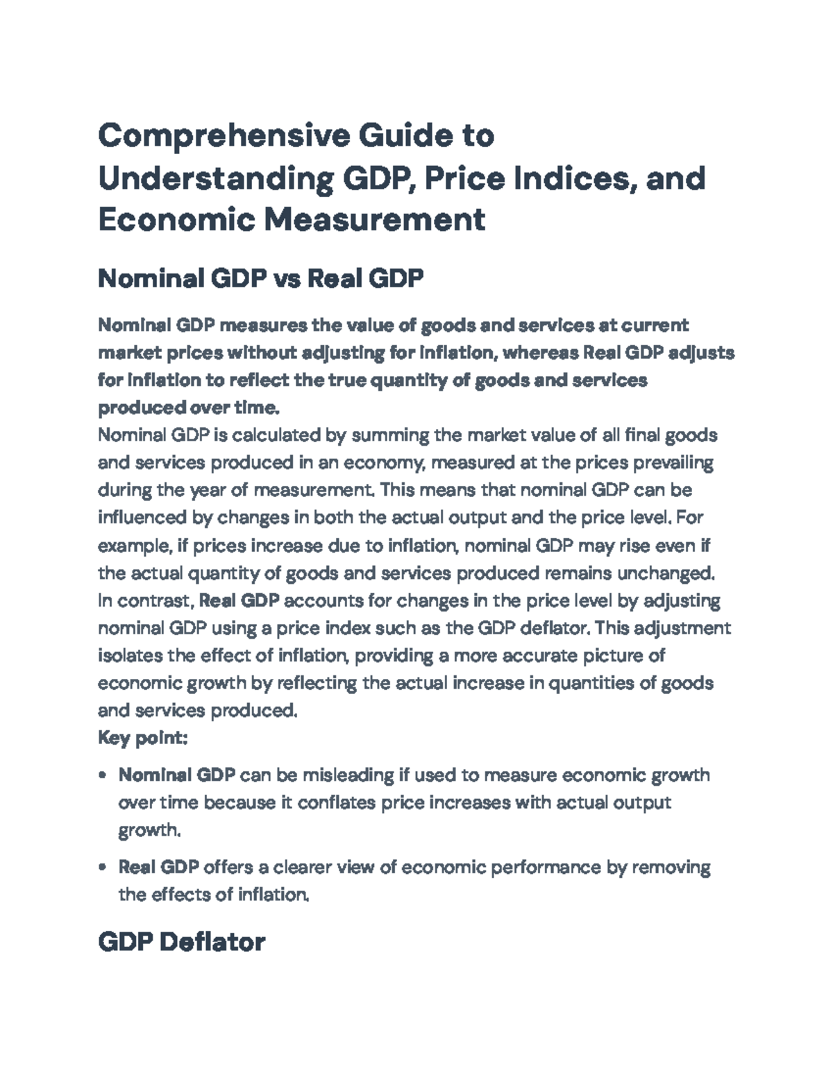 Comprehensive Guide to GDP, Price Indices, and Economic Measurement ...