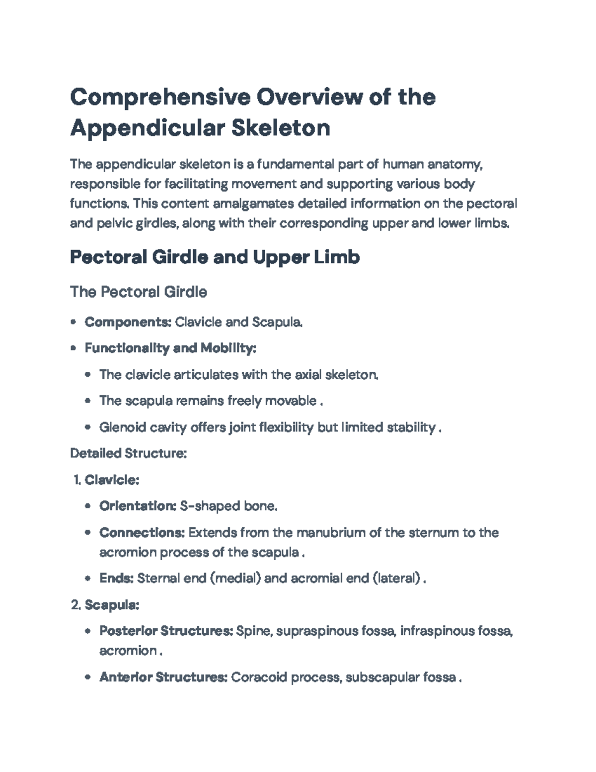 Comprehensive Guide to the Appendicular Skeleton Structure & Function ...