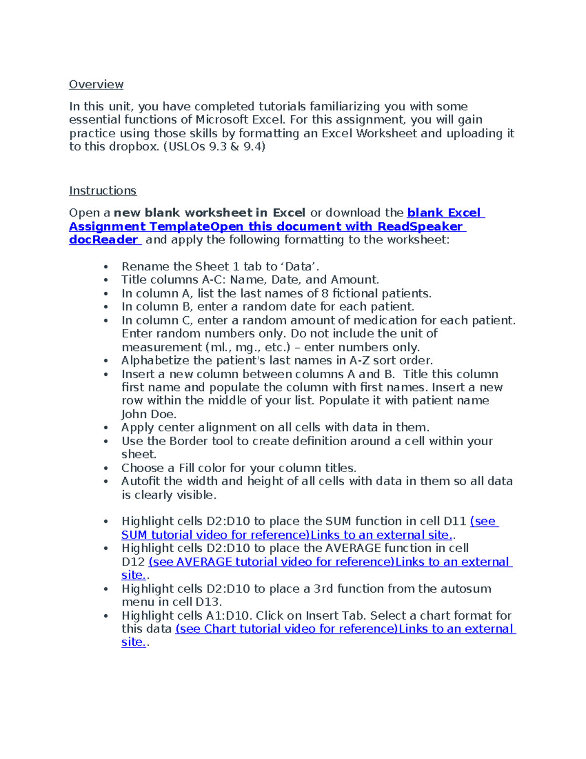 CSC Week 9 Excel Formatting Assignment - Dropbox Submission Guide - Studocu