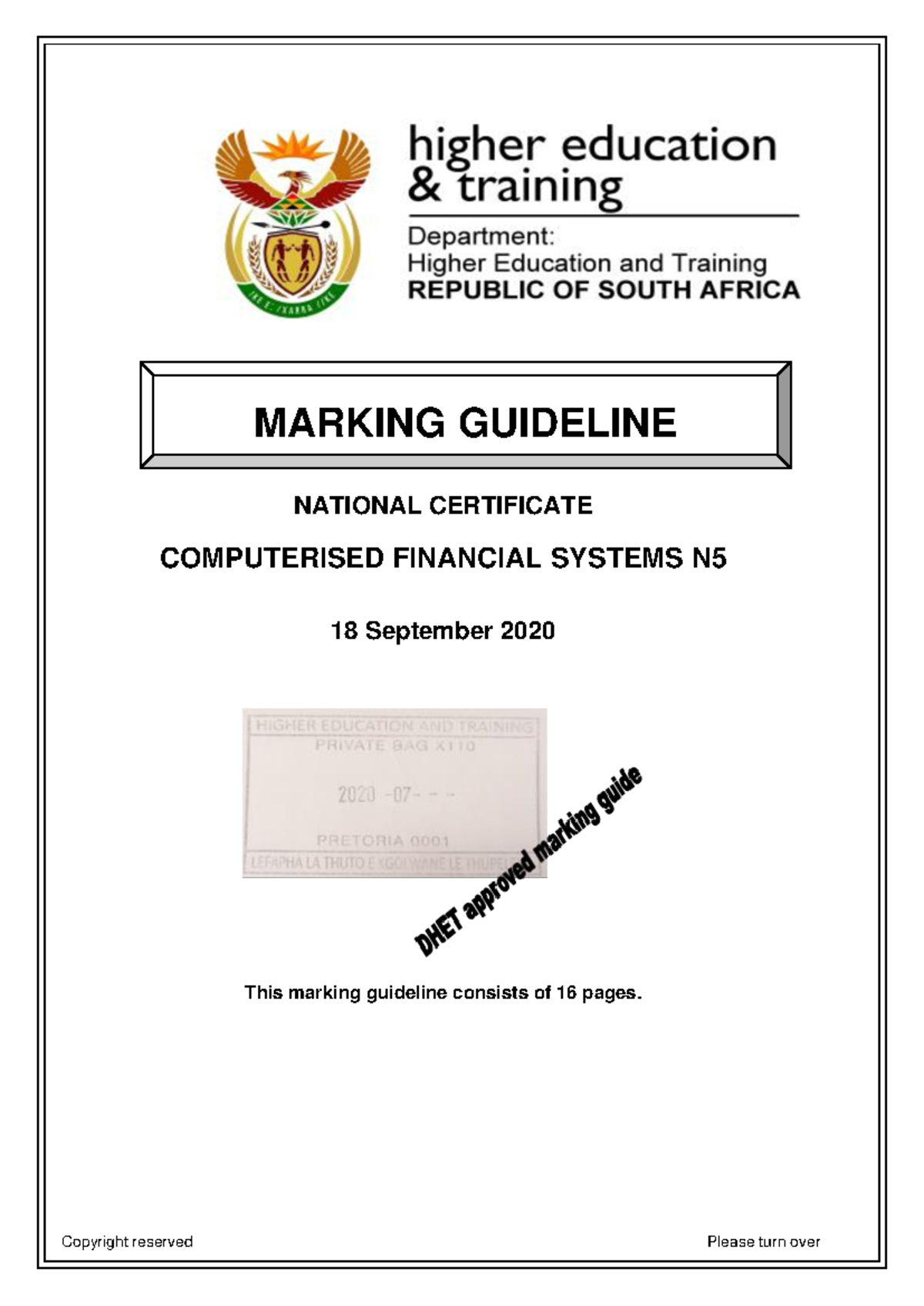 Computerised Financial Systems N5 Memo September 2020 Review - Studocu