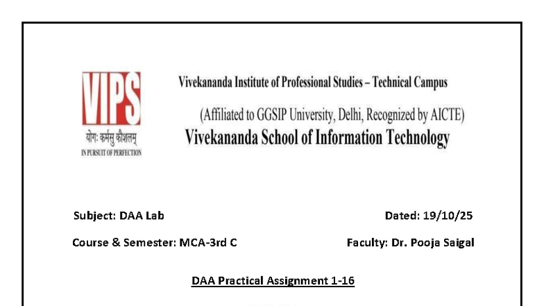 DAA Practical Assignment: Performance Analysis & Algorithm Comparisons ...