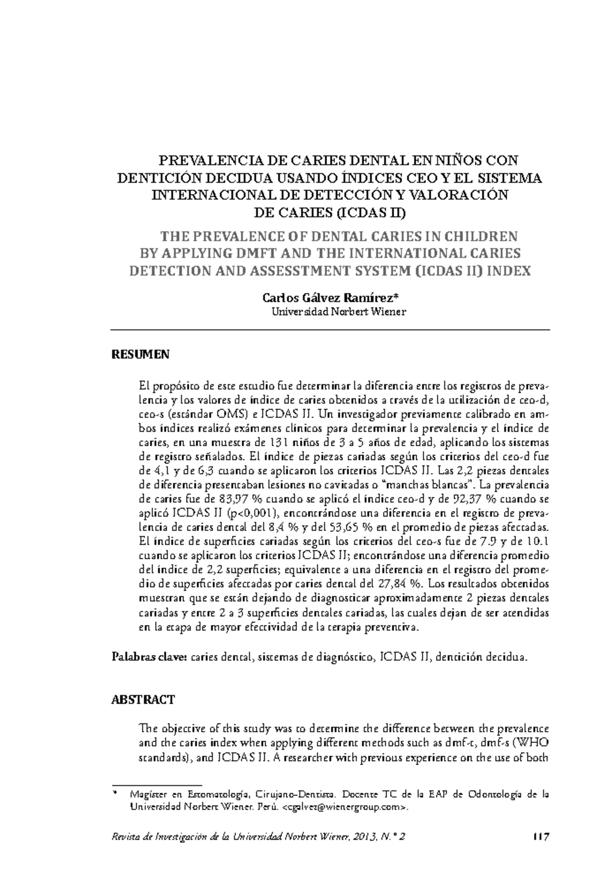 Prevalencia de Caries Dental en Niños de 3 a 5 Años: Comparación de ...