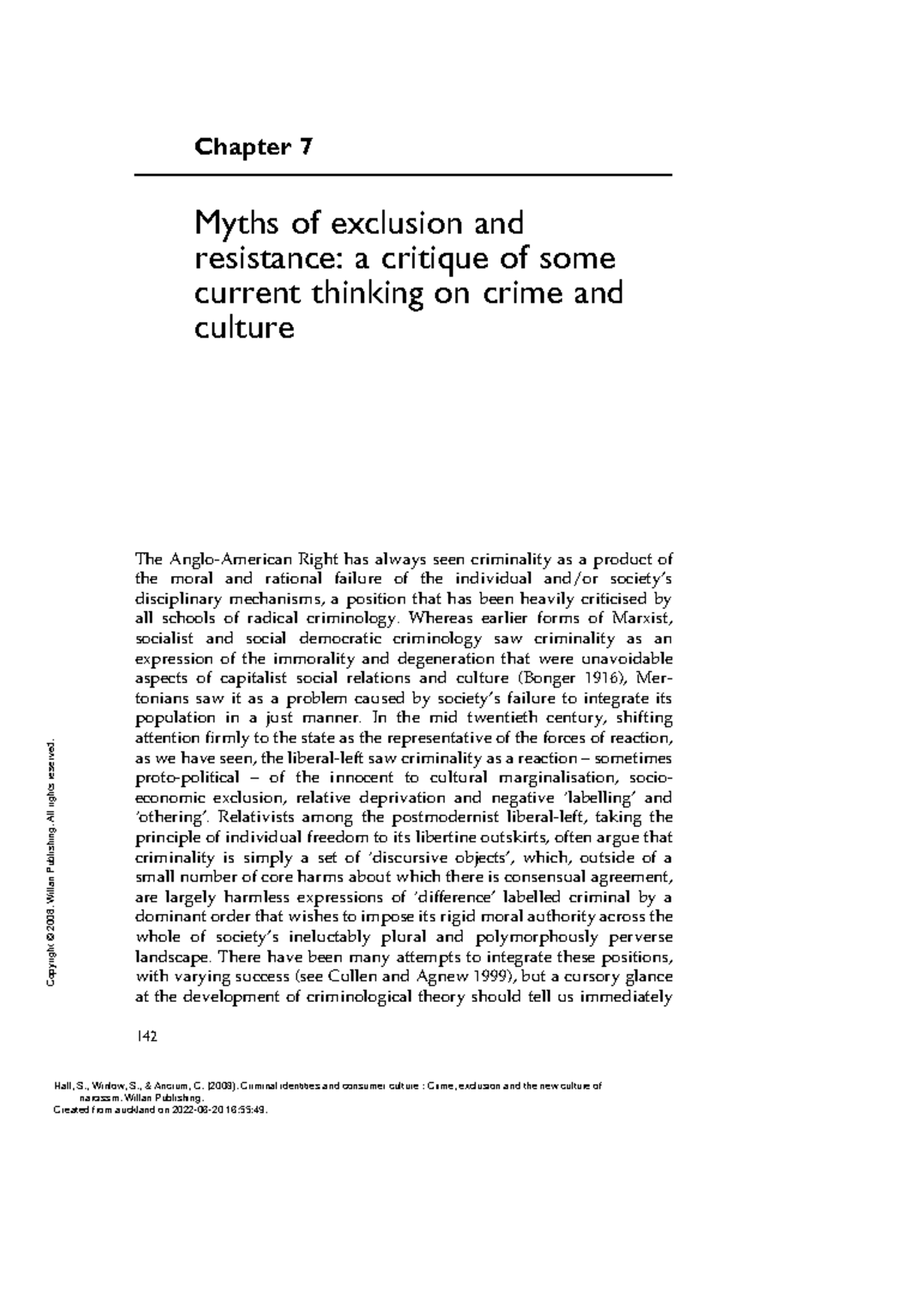 Hall and Winlow - Resistance - Chapter 7 Myths of exclusion and ...