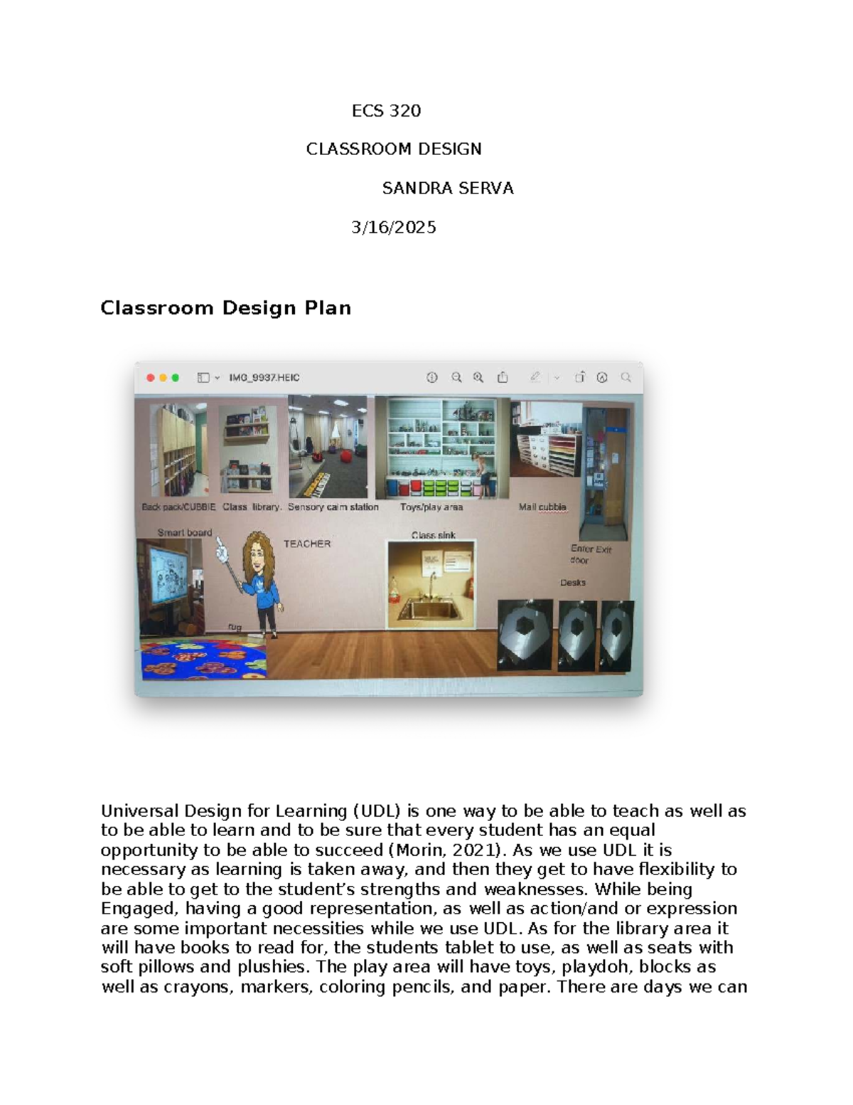 ECS 320 Classroom Design Plan: Implementing UDL Strategies - Studocu