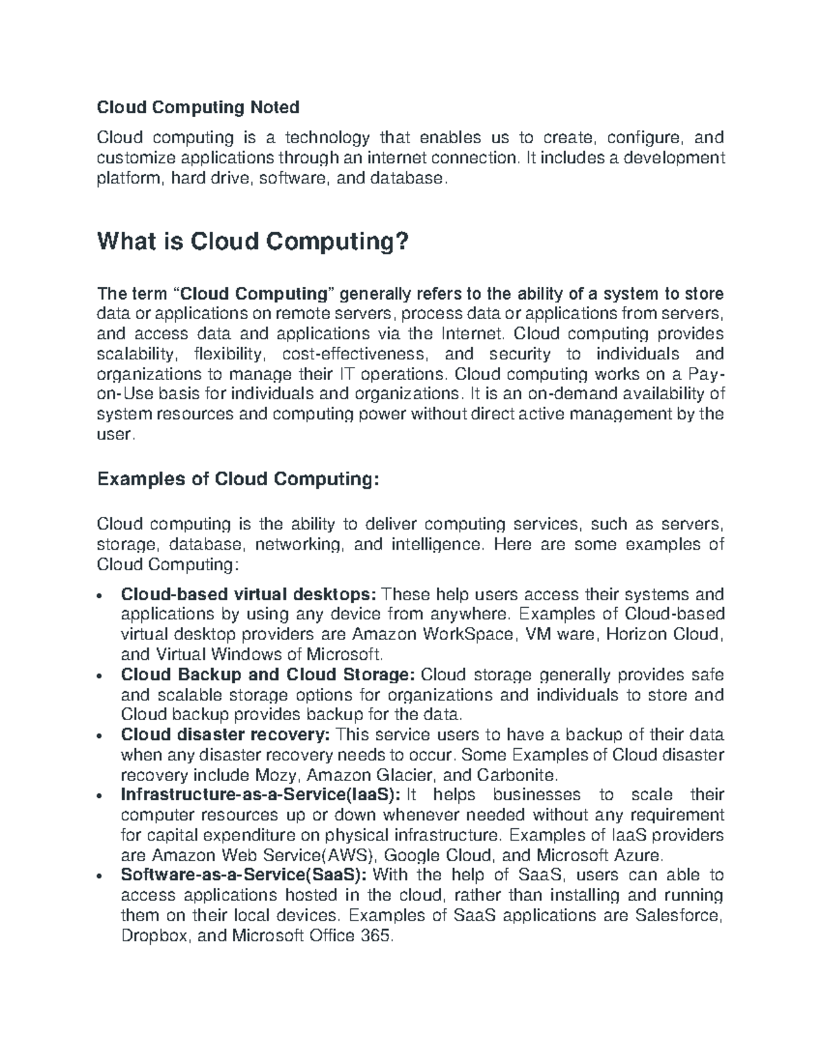 Cloud Computing Introduction Cloud Computing Noted Cloud Computing Is