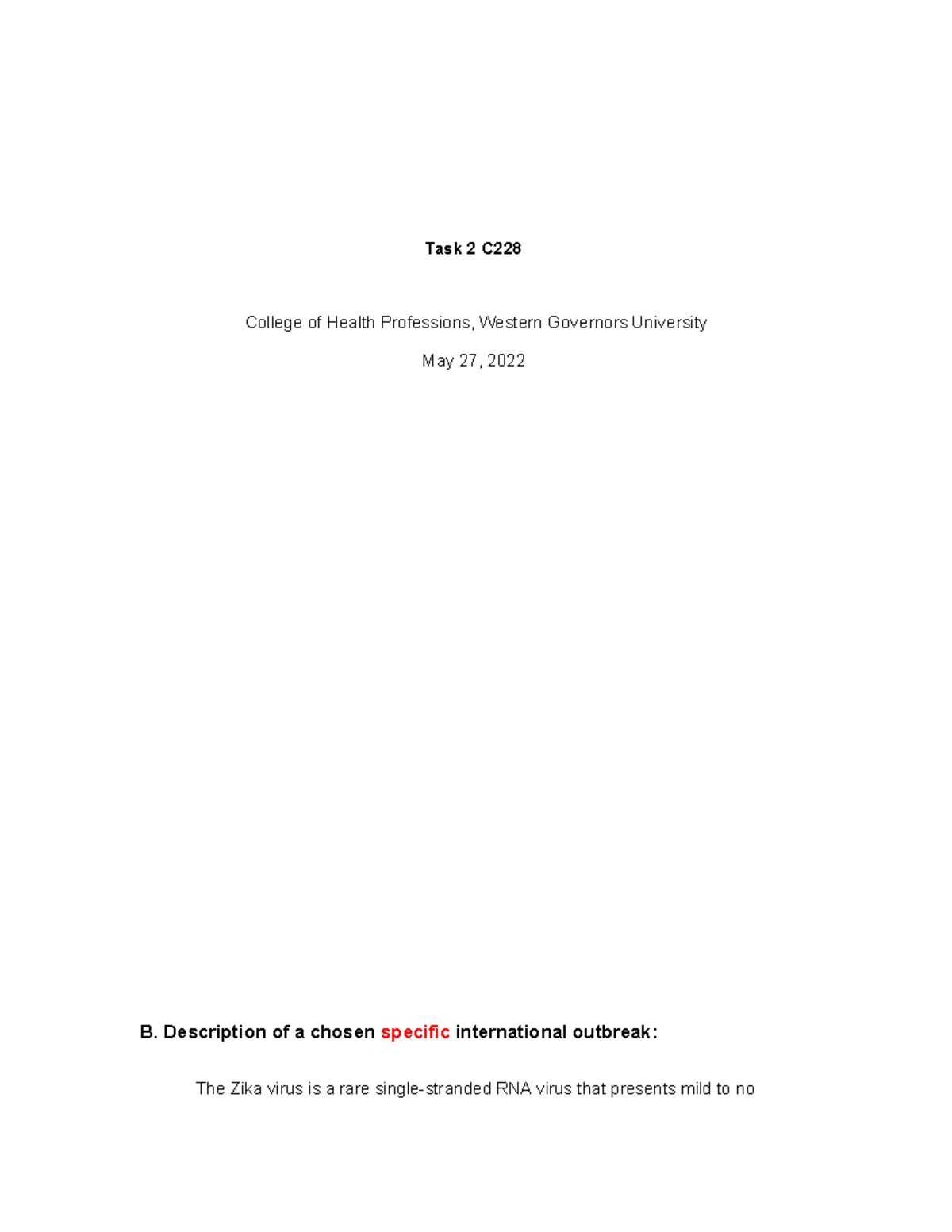 Task 2 Template 2021 (9 17) - Task 2 C College of Health Professions ...