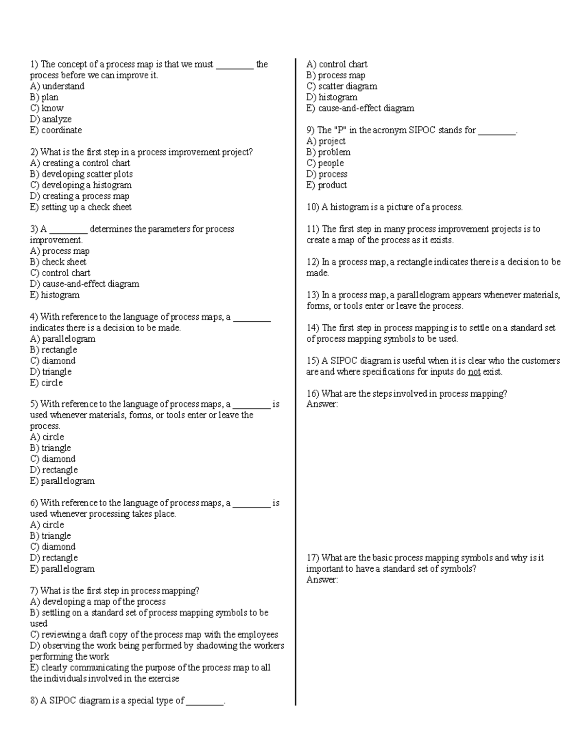 Chapter 10: Understanding process mapping and improvement techniques ...