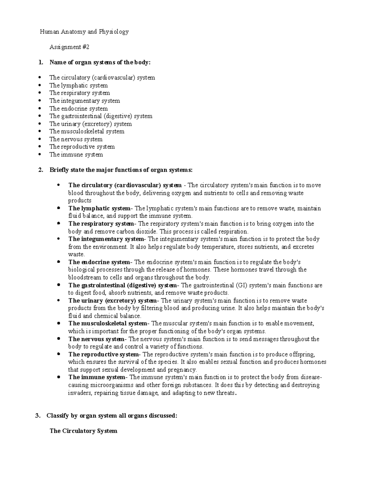 Human Anatomy and Physiology - Organ Systems Overview and Functions ...