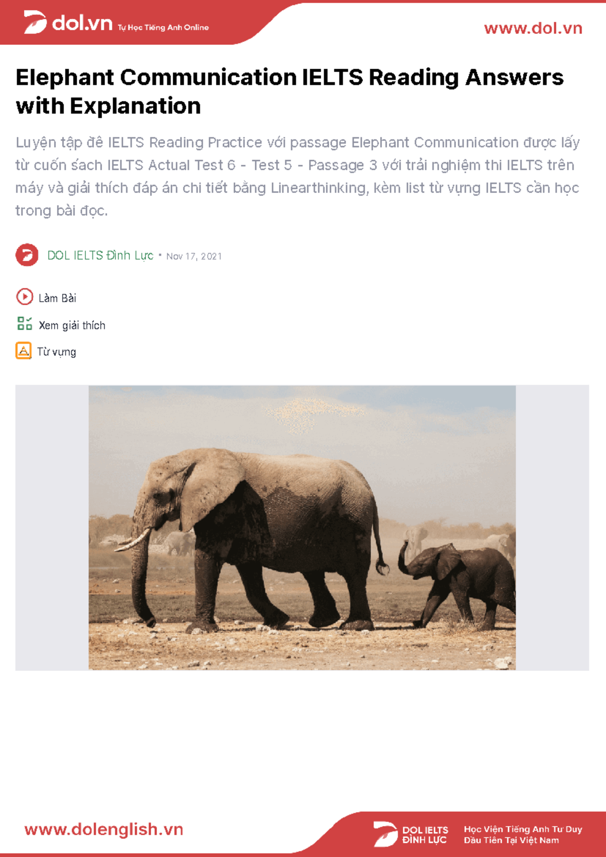 IELTS Reading Practice: Elephant Communication Answers & Explanations ...