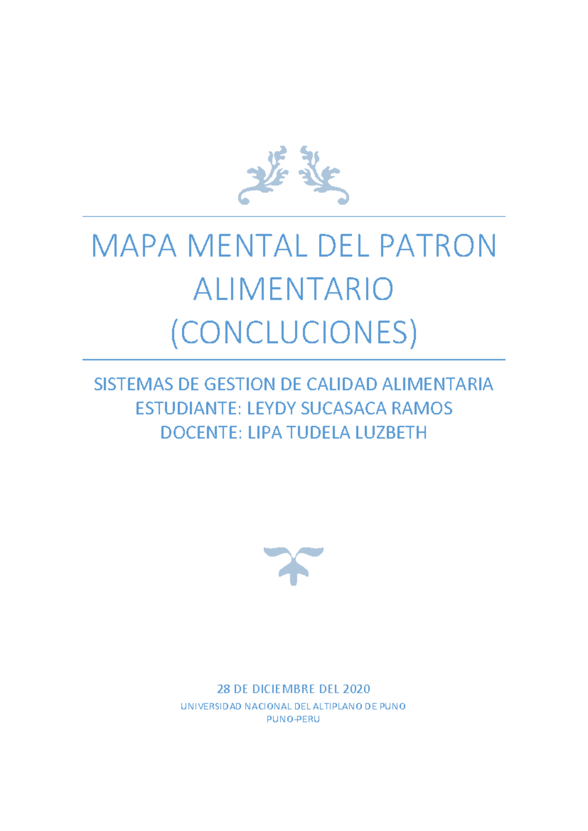 MAPA MENTAL DEL PATRON ALIMENTARIO (CONCLUCIONES) - MAPA MENTAL DEL ...