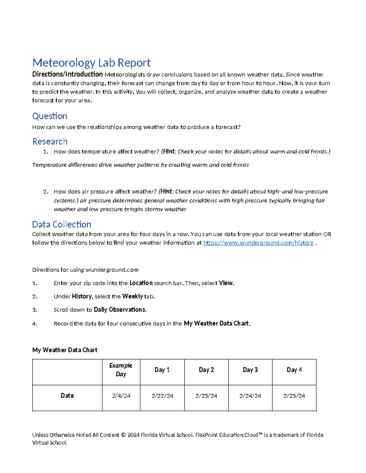 Meteorology Lab Report (MET 2025): Weather Data Analysis and Forecast ...