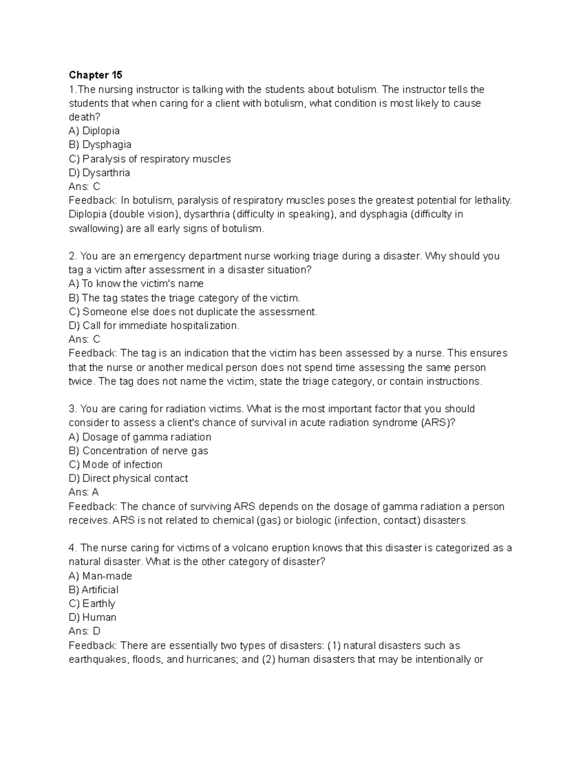 CH15 Unit 7 Exam Review - Med Surg Concepts and Scenarios - Studocu