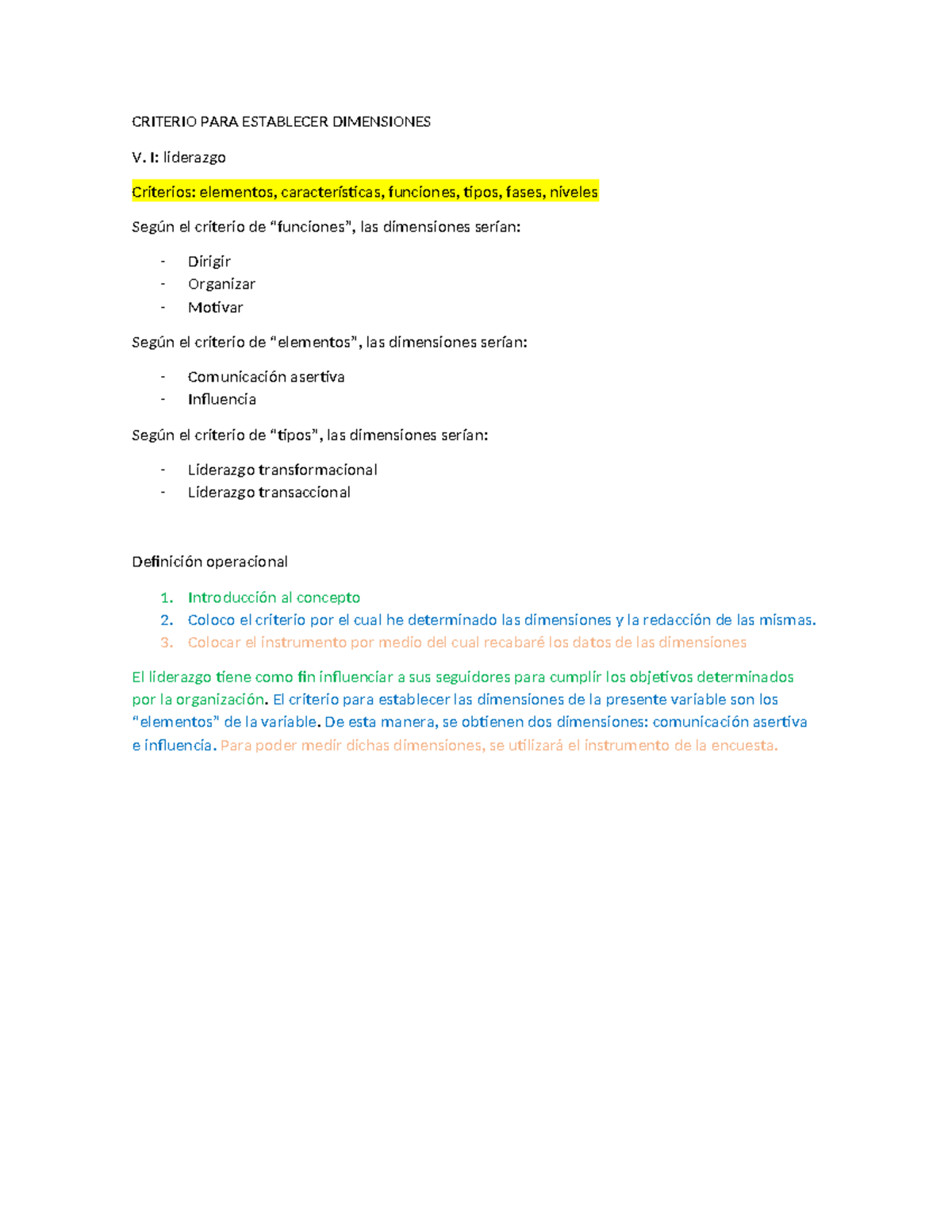 Criterios para Establecer Dimensiones en Liderazgo: Análisis y ...