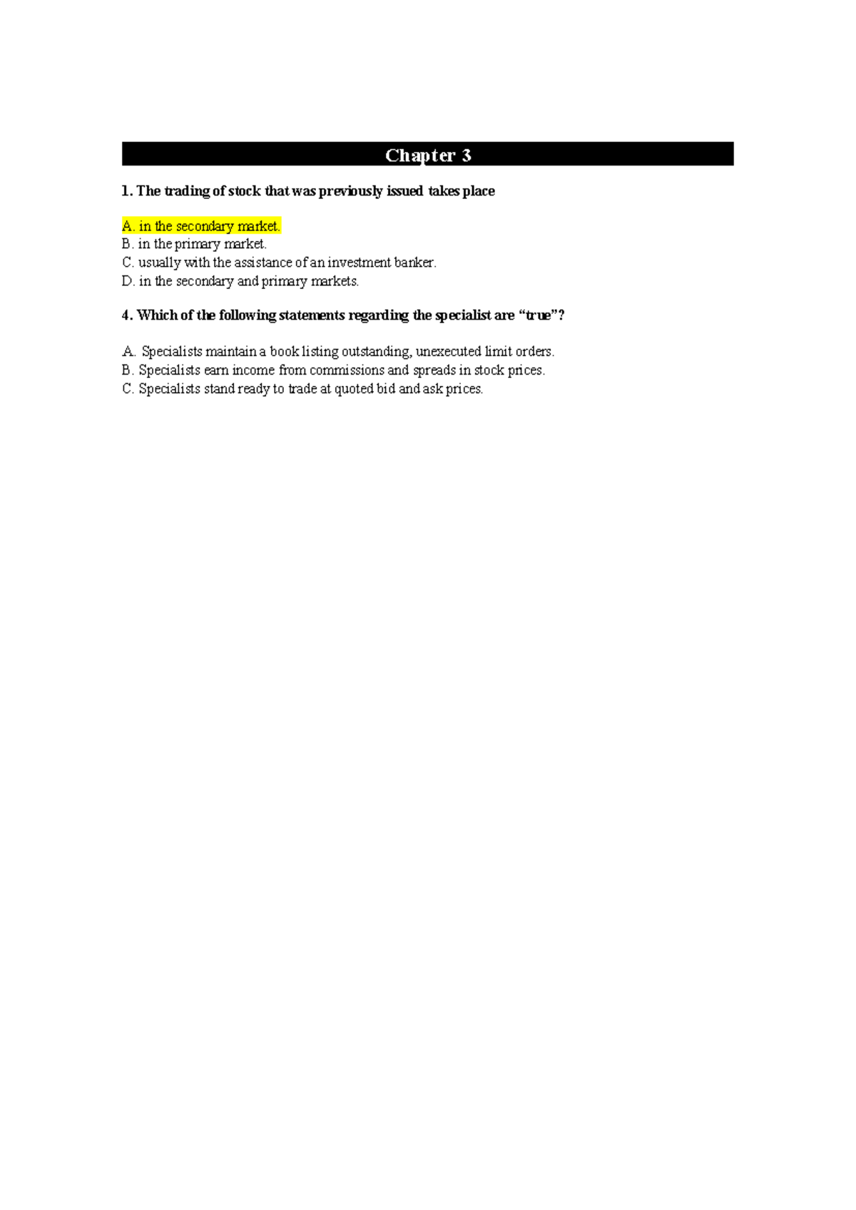Chapter 3 - Stock Trading Concepts and Investment Banking (Lecture ...