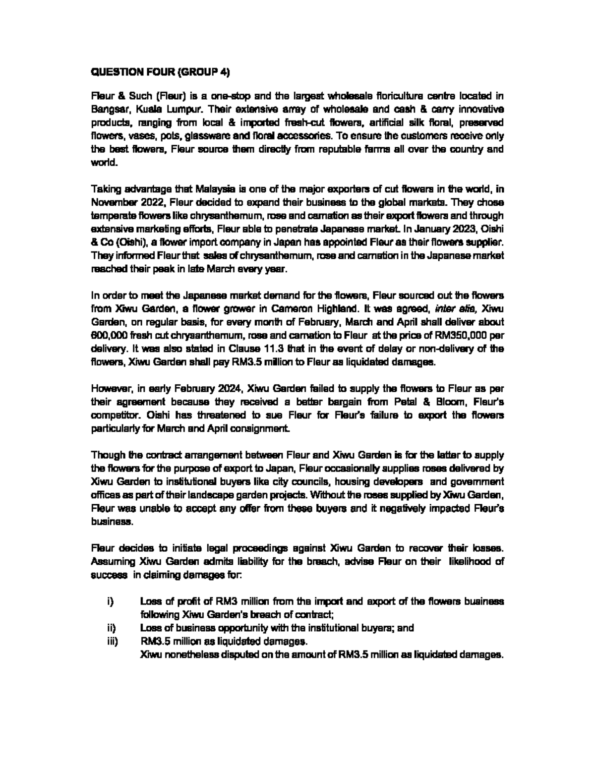 Legal Analysis of Fleur Such's Case Against Xiwu Garden: Breach of ...