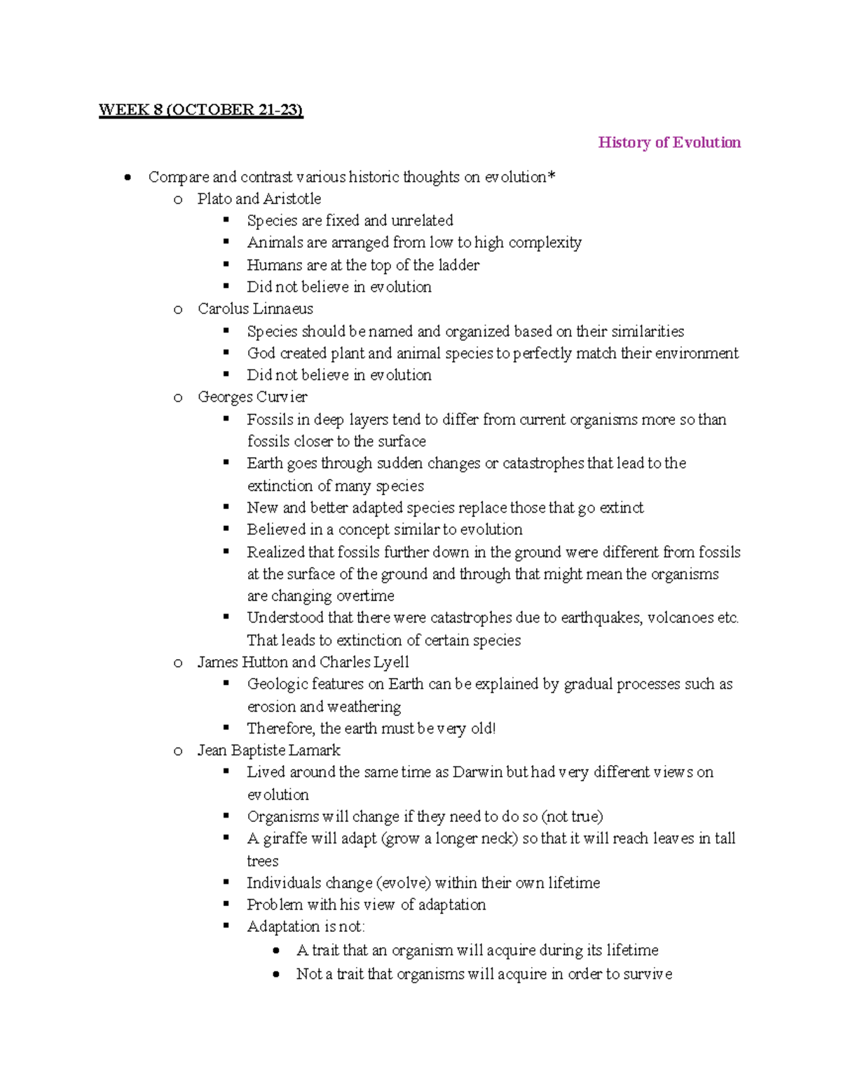 BIO121 Learning Objectives: Evolution and Biodiversity Insights - Studocu