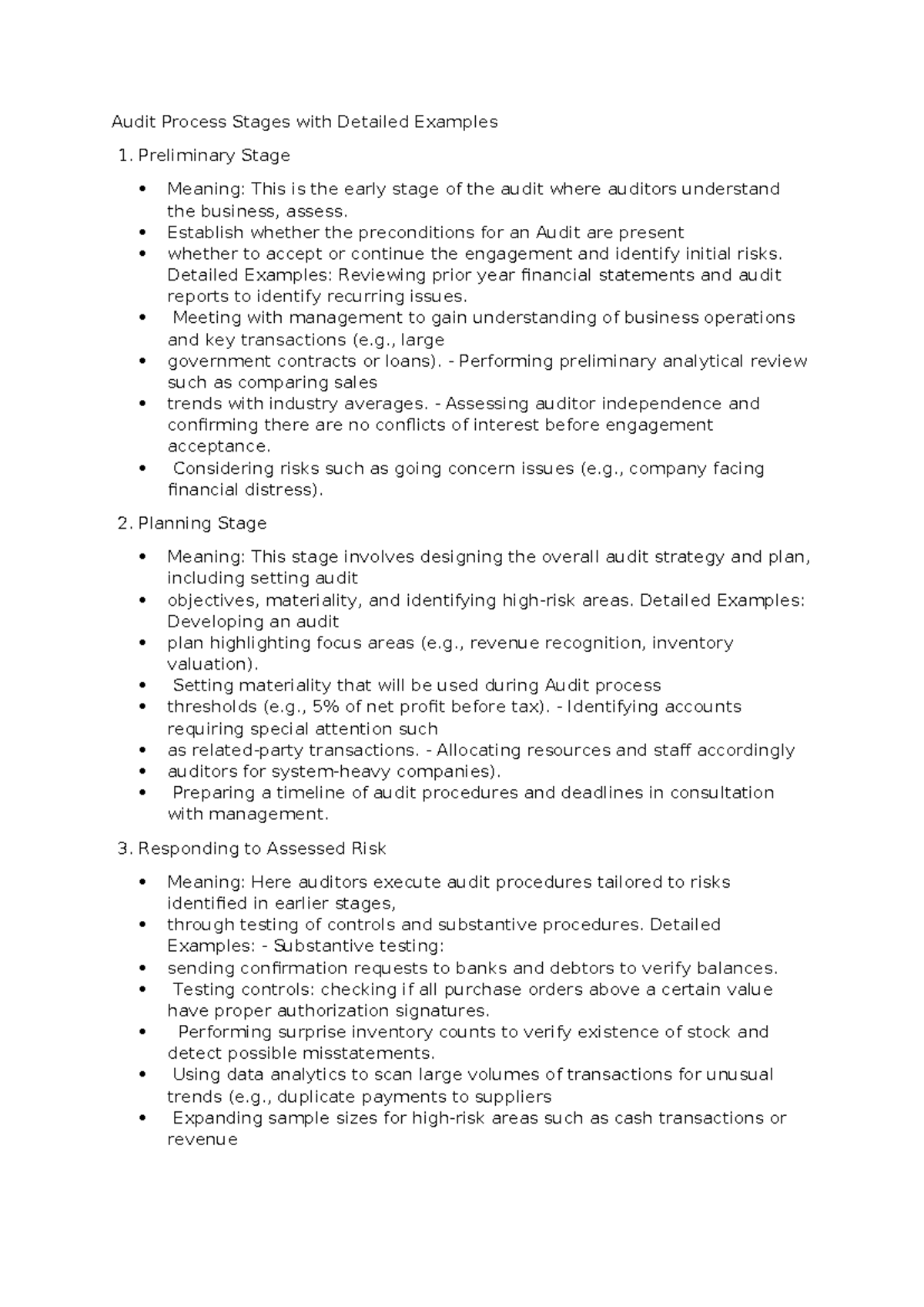 Audit Process Stages: Detailed Examples and Insights - Studocu