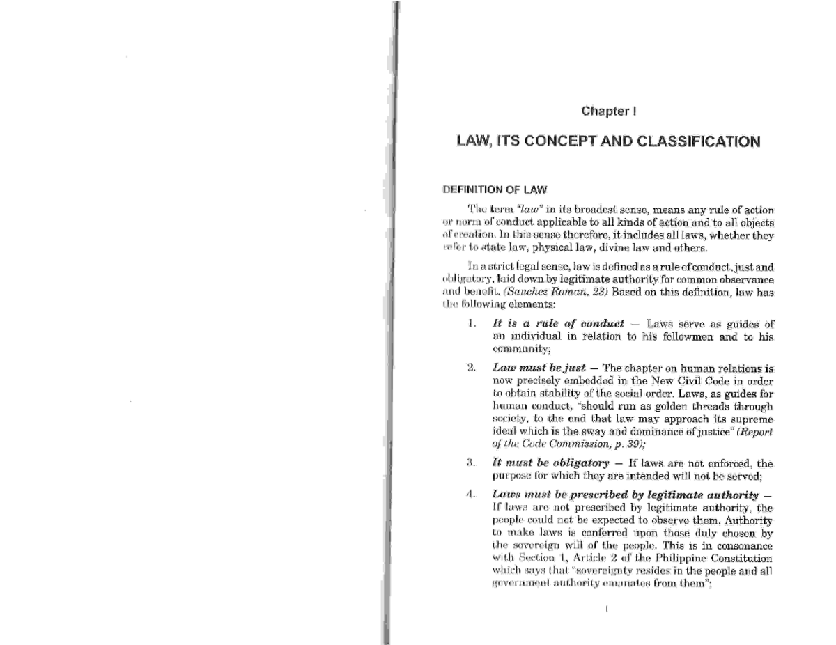 Introduction to Law (LAW101) - Chapter I: Concept & Classification of ...