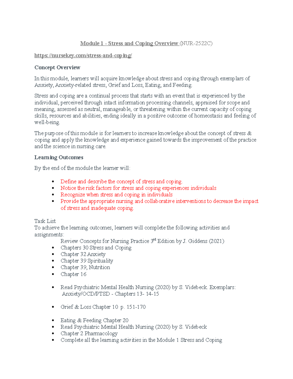 Module 1 - Stress and Coping Overview (NUR-2522C) - Module 1 - Stress and Coping Overview - Studocu