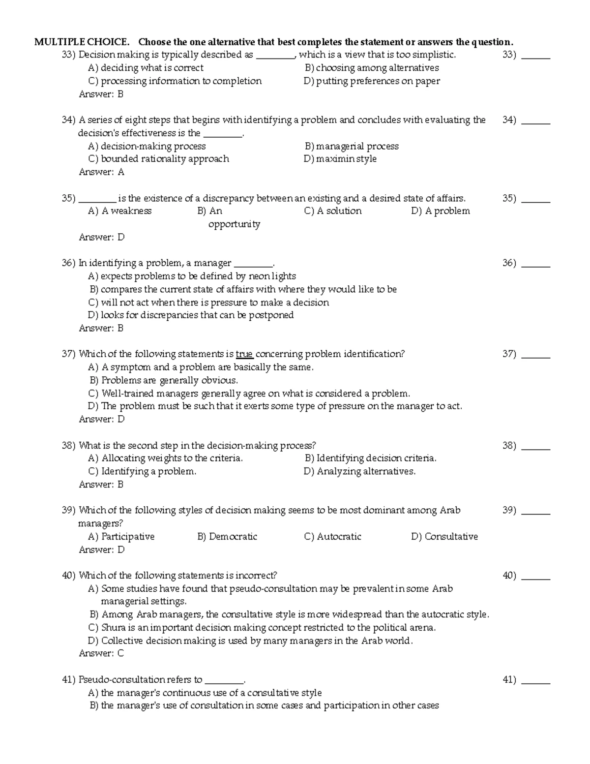 Chapter 10 Multiple Choice Questions - MULTIPLE CHOICE. Choose the one ...