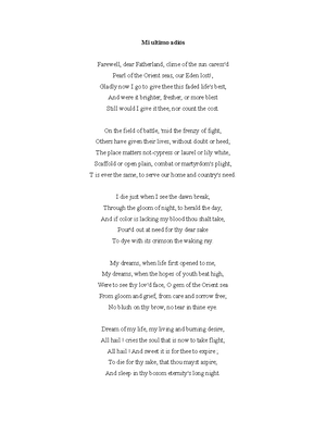 Rizal M 4-M5 - notes - Rizal’s Life and Works What was Rizal's first ...