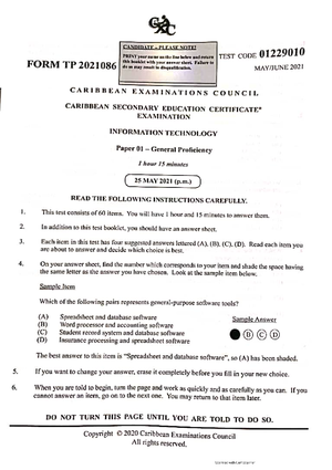 Math january paper 3 2021 - C A R I B B E A N E X A M I N A T I O N S C ...
