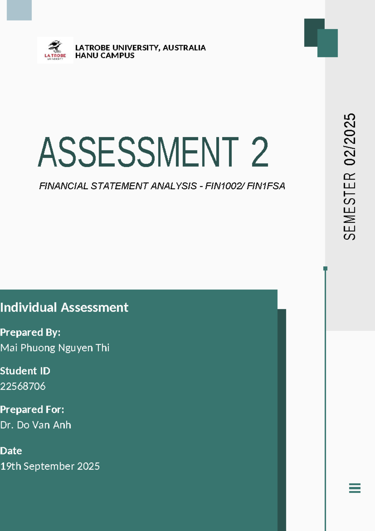 FIN1FSA Assessment 2: Financial Statement Analysis Report - Studocu
