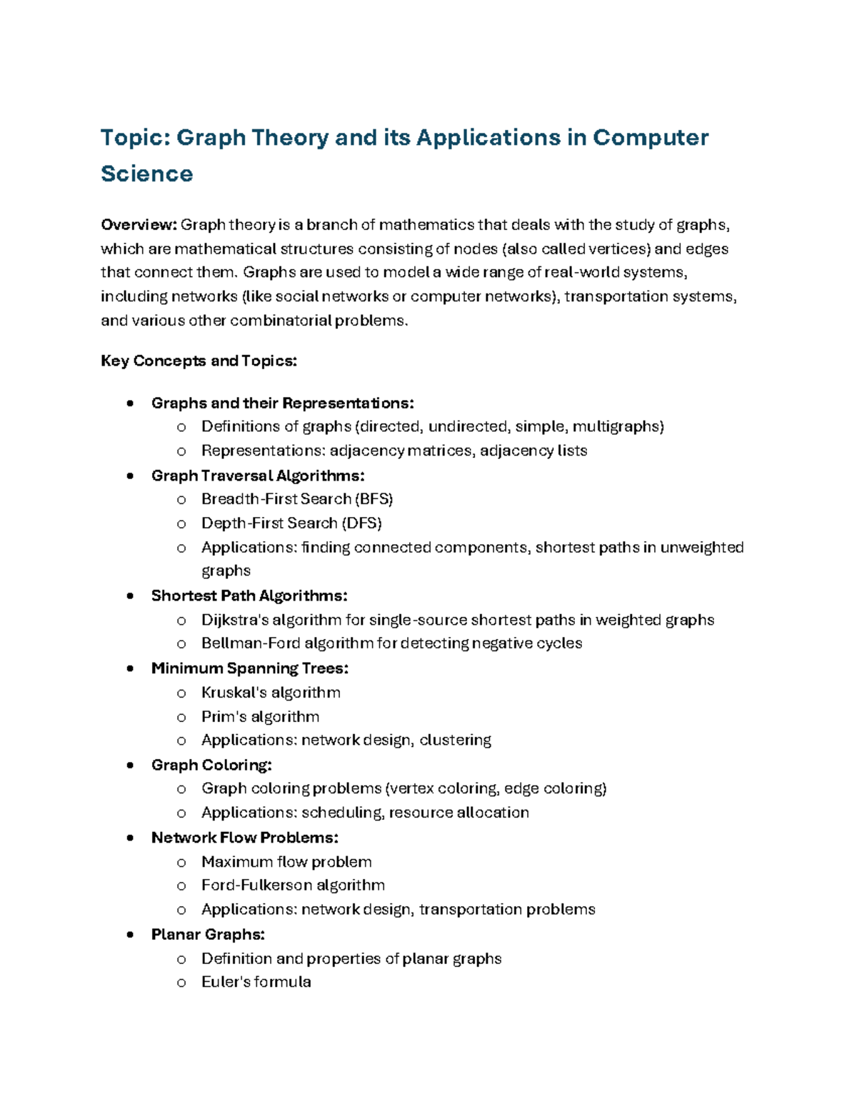 Graph Theory: Applications & Key Concepts in Computer Science - Studocu