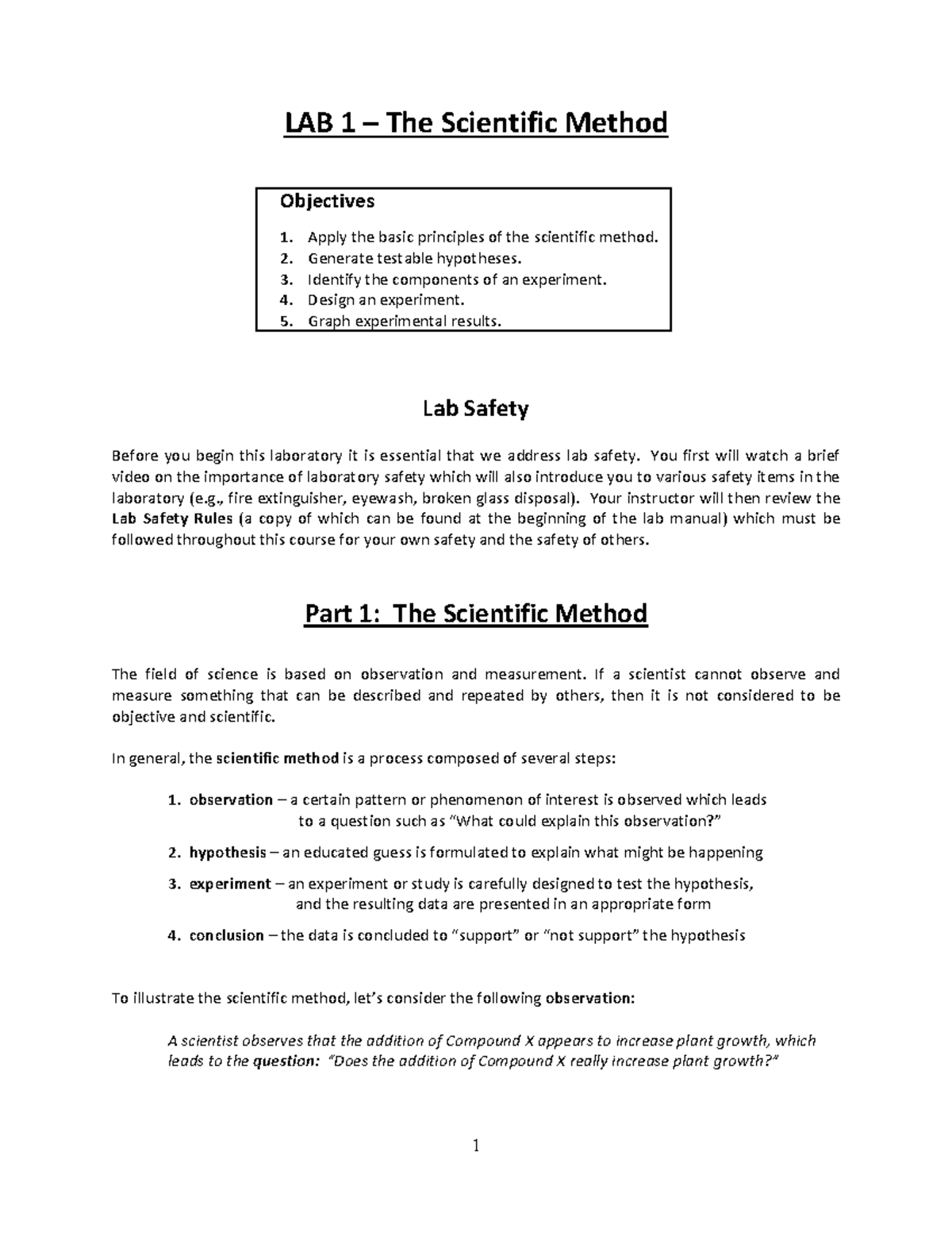 LAB 1: Exploring the Scientific Method and Experiment Design - Studocu